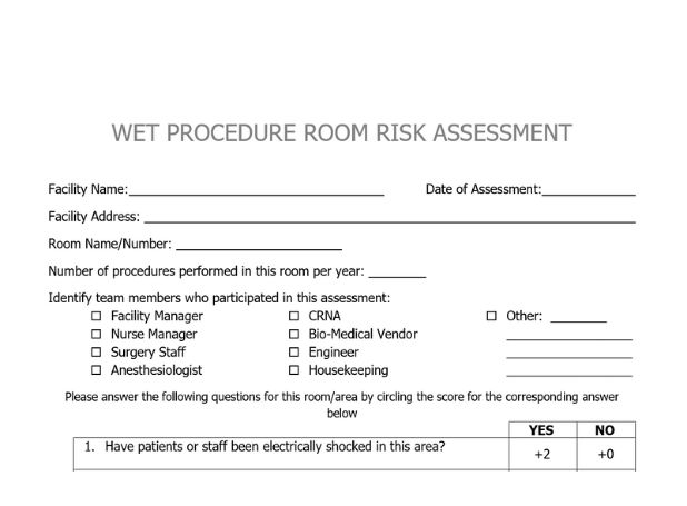 Wet Location Risk Assessment Form - ASC Solutions Library